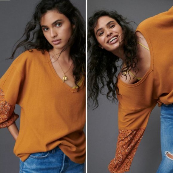 Anthropologie | Tops | Nwt Anthropologie Rust Orange Annette Waffle ...
